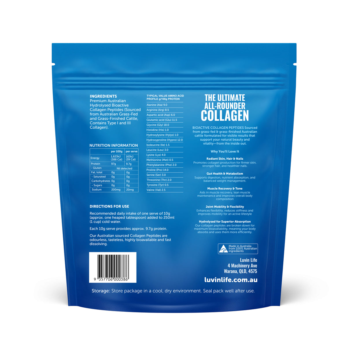 Luvin Life Bioactive Australain Collagen Peptides Powder - 1kg ...
