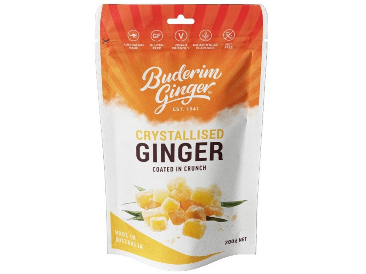 Buderim Ginger Crystallised Ginger Pouch 200g - Health & Eco