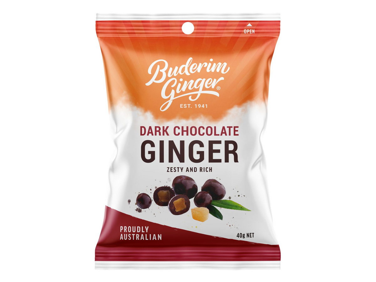 Buderim Ginger Snack Pack Dark Choc Ginger 40g - Health & Eco